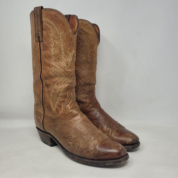 Lucchese | Shoes | Lucchese Boots Mens 85d Brown Leather Western Cowboy ...